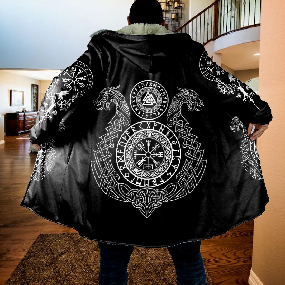Viking Hooded Cloak, Fantasy Cloak, Festival Jacket, Cloak With Hood ...