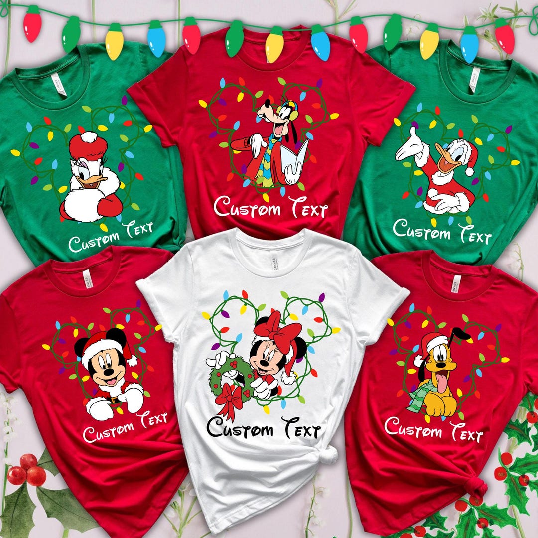 Custom Disney Mickey and Friends Christmas Lights T-shirt, Family ...