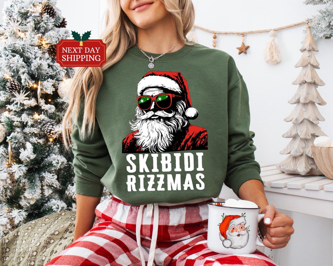 Skibidi Rizzmas Christmas Rizz Santa Claus Charisma Kid Cool T-shirt, Holiday Tee, Funny Xmas ...