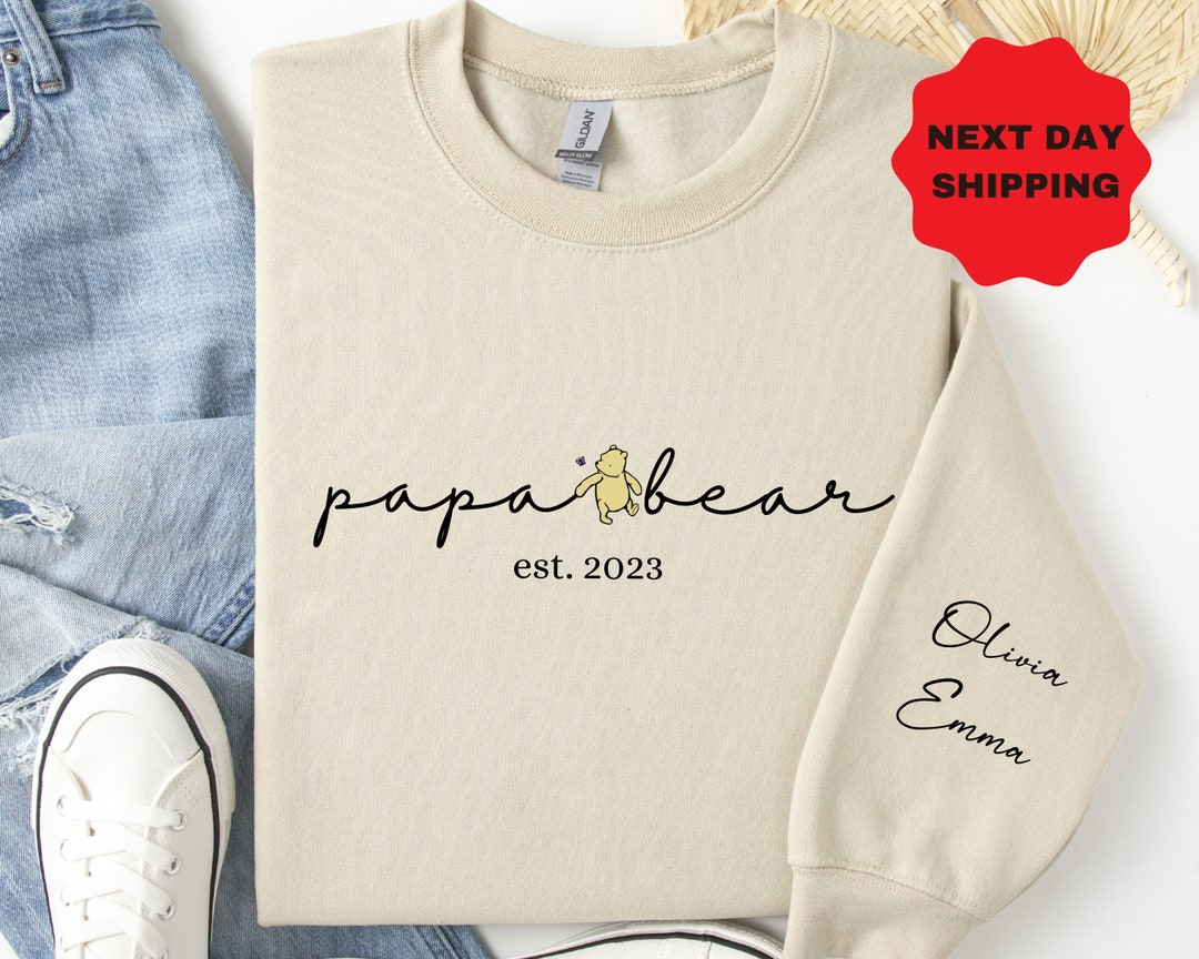 Personalized Papa Bear Winnie the Pooh Sweatshirt, Daddy Est With Kid ...