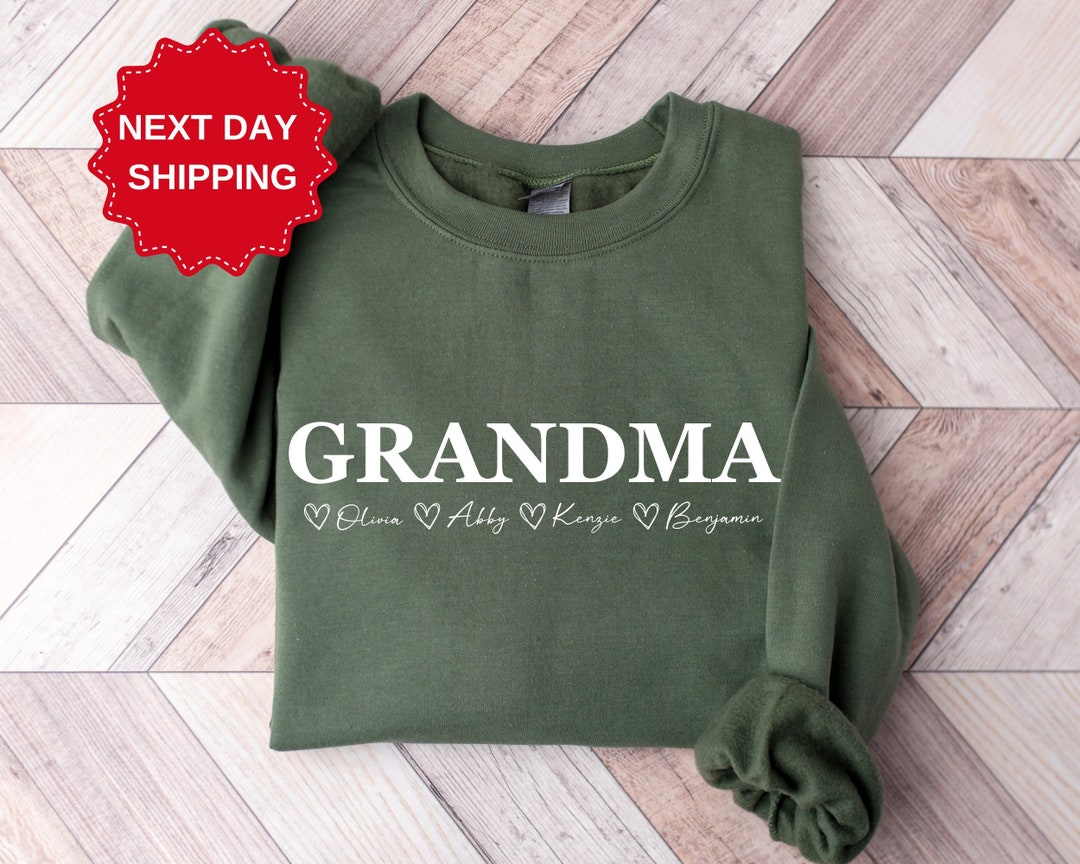 Personalized Grandma Sweatshirt With Grandkids Names on Chest, Custom ...
