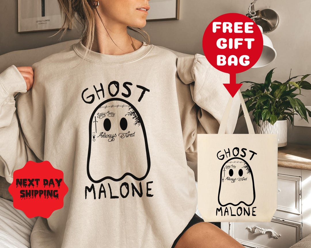 Ghost Malone Sweatshirt, Halloween Sweatshirt, Cute Ghost Sweat, Funny ...