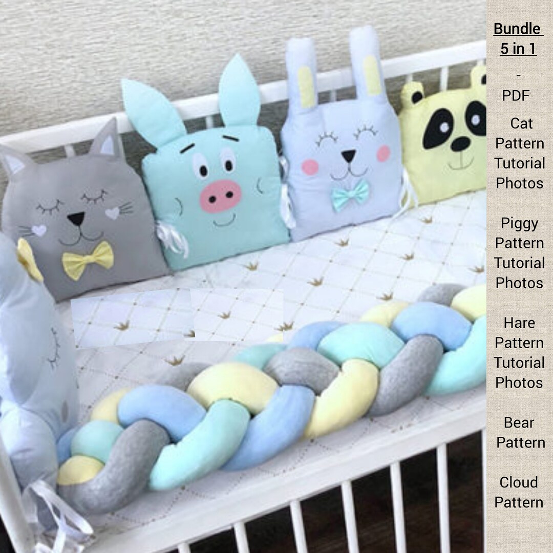 Sewing Pattern Set Pillows, Diy Bed Decor Nursery, Create Baby Bumper ...