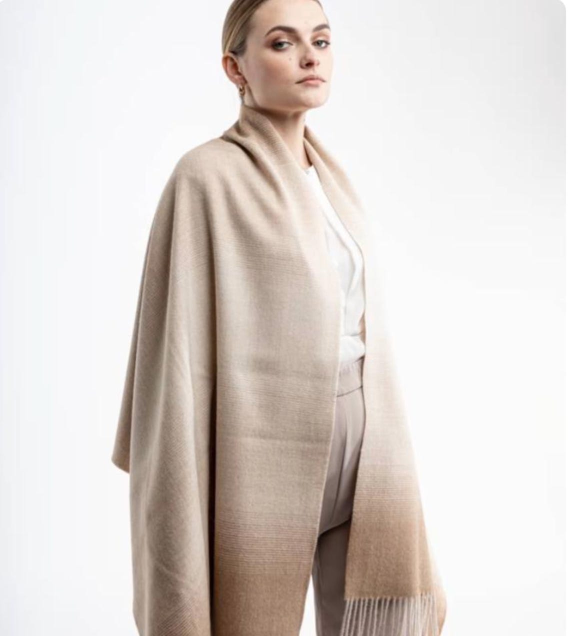 100% Baby Alpaca Shawl -pashmina Wrap Camel or Grey Ombre - Etsy