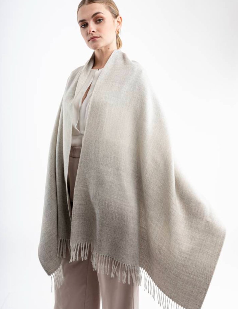 100% Baby Alpaca Shawl -pashmina Wrap Camel or Grey Ombre - Etsy
