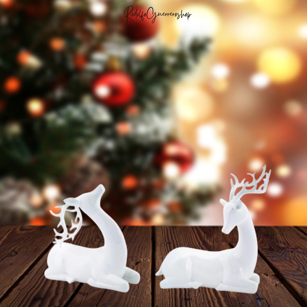 Two 13.5 Tabletop Deer Figurines in a Set. - Etsy