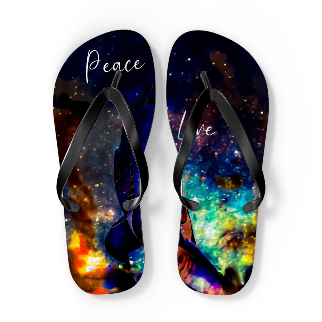 Peace and Love Flip Flops, Starry Night Sandals, Stunning Original ...