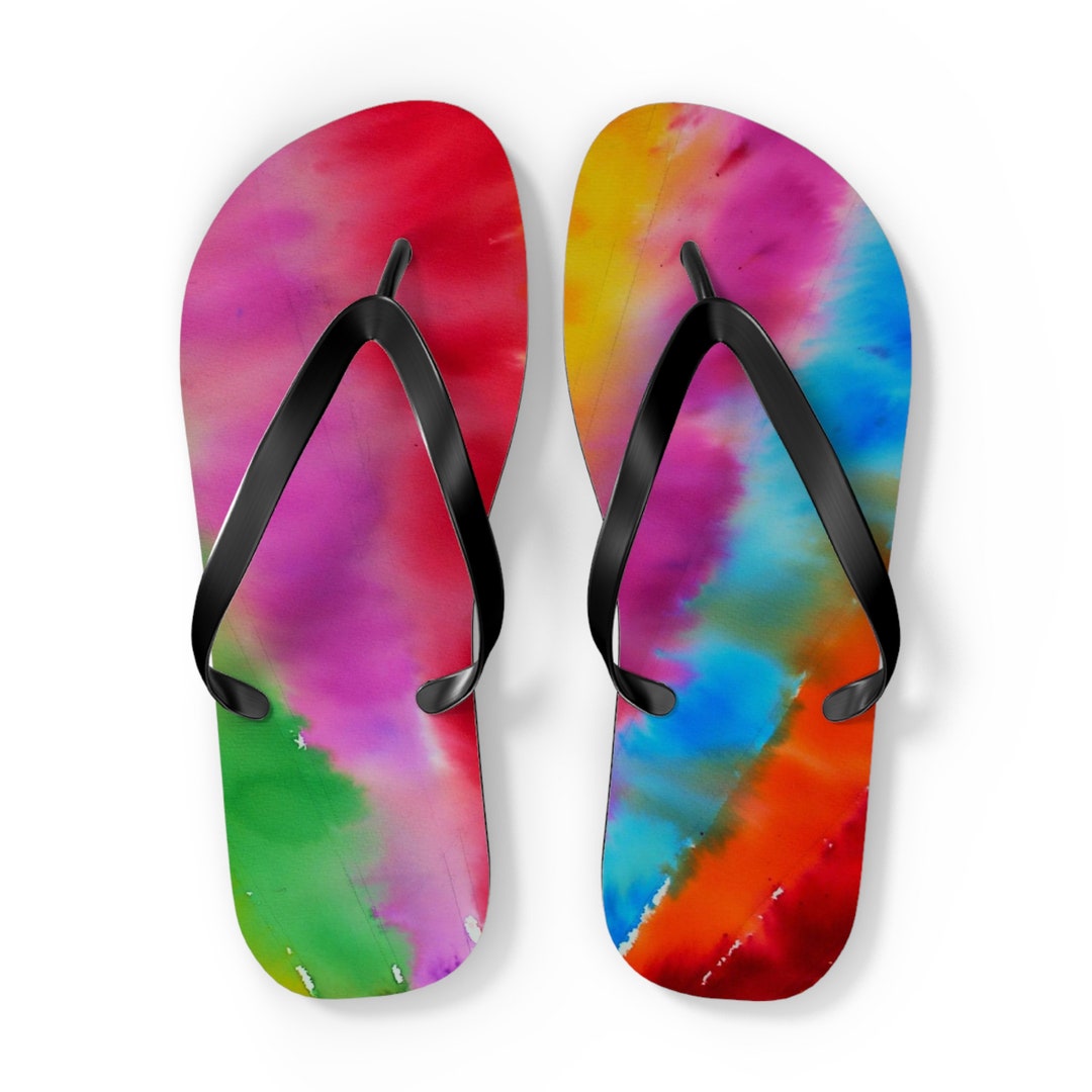 Elevate Your Style With Our Rainbow Flip Flops, Flaunting a Mesmerizing ...