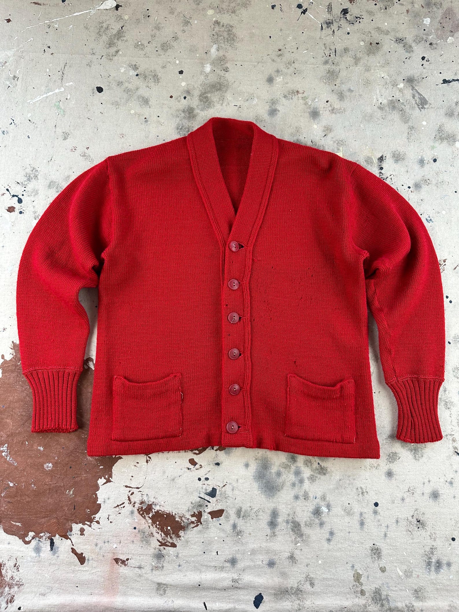 Vintage 1950s Red Wool Cardigan Sweater - Etsy
