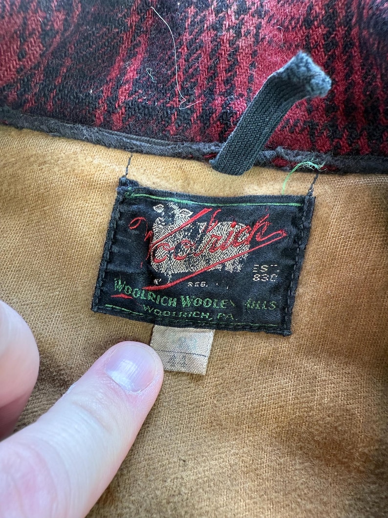 Vintage 1930s Woolrich Red Black Plaid Wool Mackinaw Hunting Coat ...