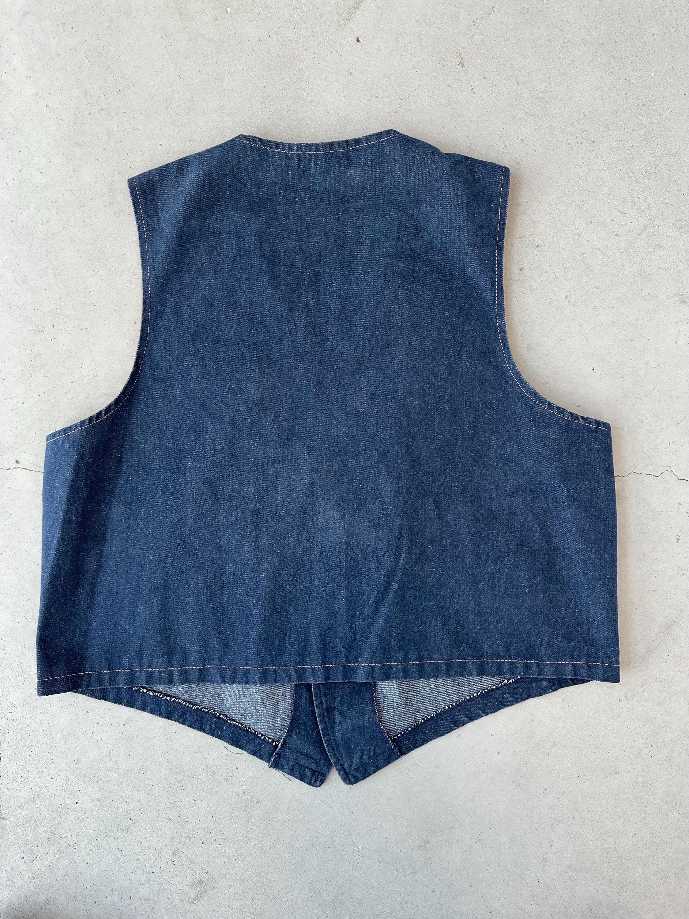Vintage 1970s Dulcimer Denim Vest - Etsy