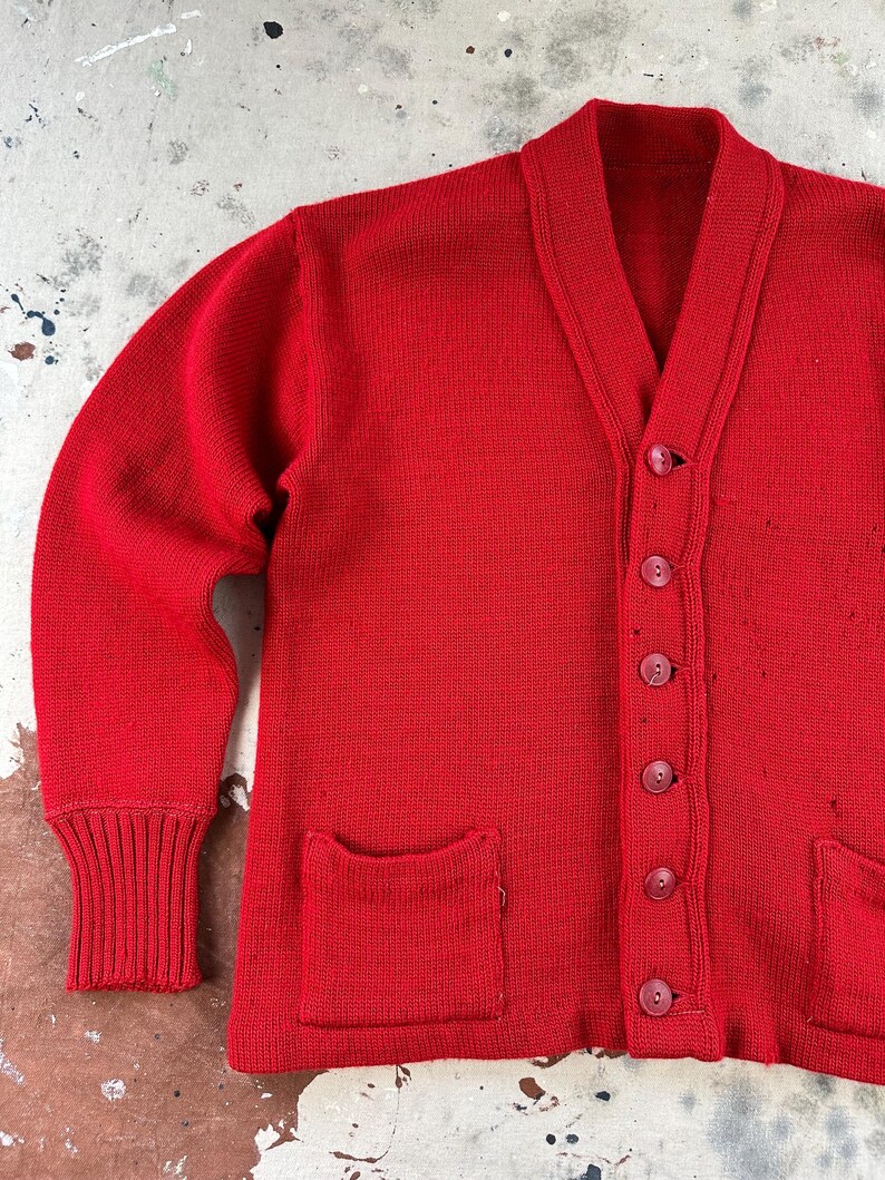 Vintage 1950s Red Wool Cardigan Sweater - Small - Etsy