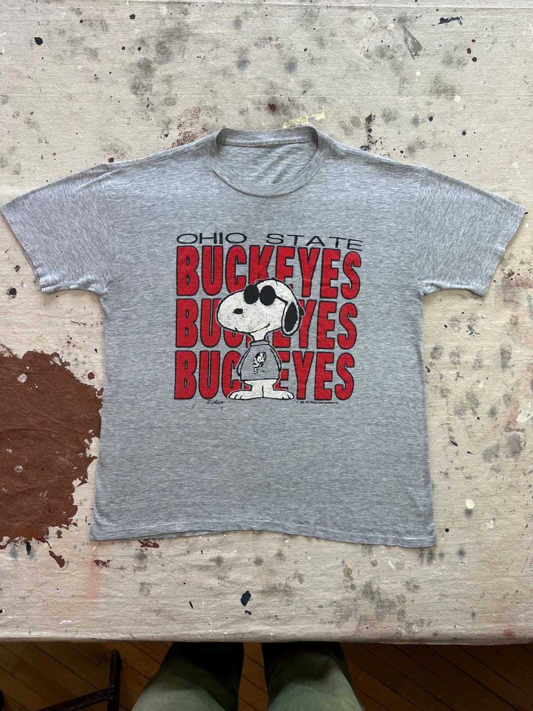 Vintage 1980s Snoopy Ohio State Buckeyes Grey T-shirt - Etsy
