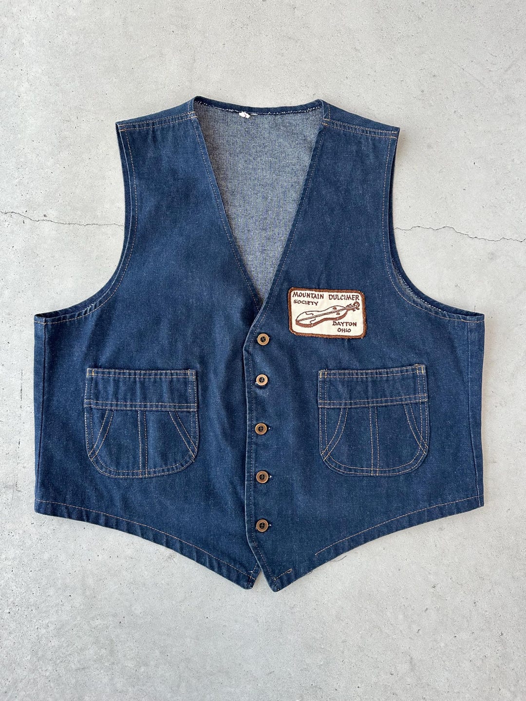 Vintage 1970s Dulcimer Denim Vest - Etsy