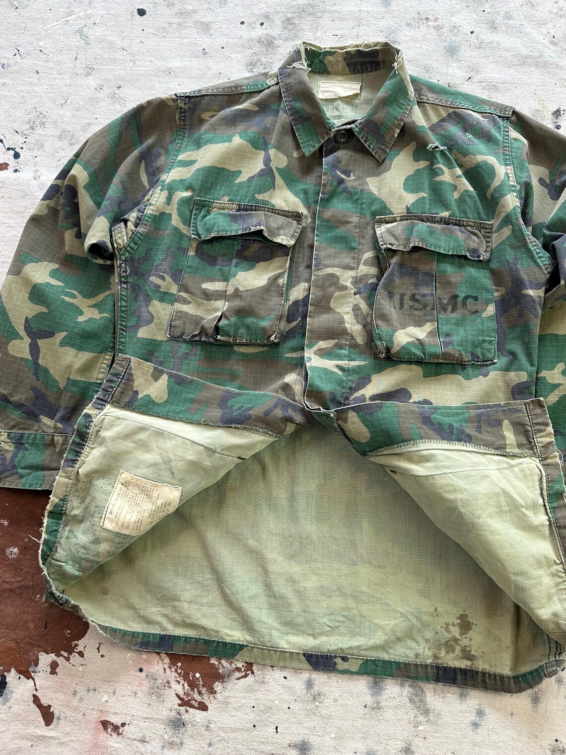 Vintage 1970s U.S. Military USMC ERDL Camo Ripstop Jungle Jacket ...