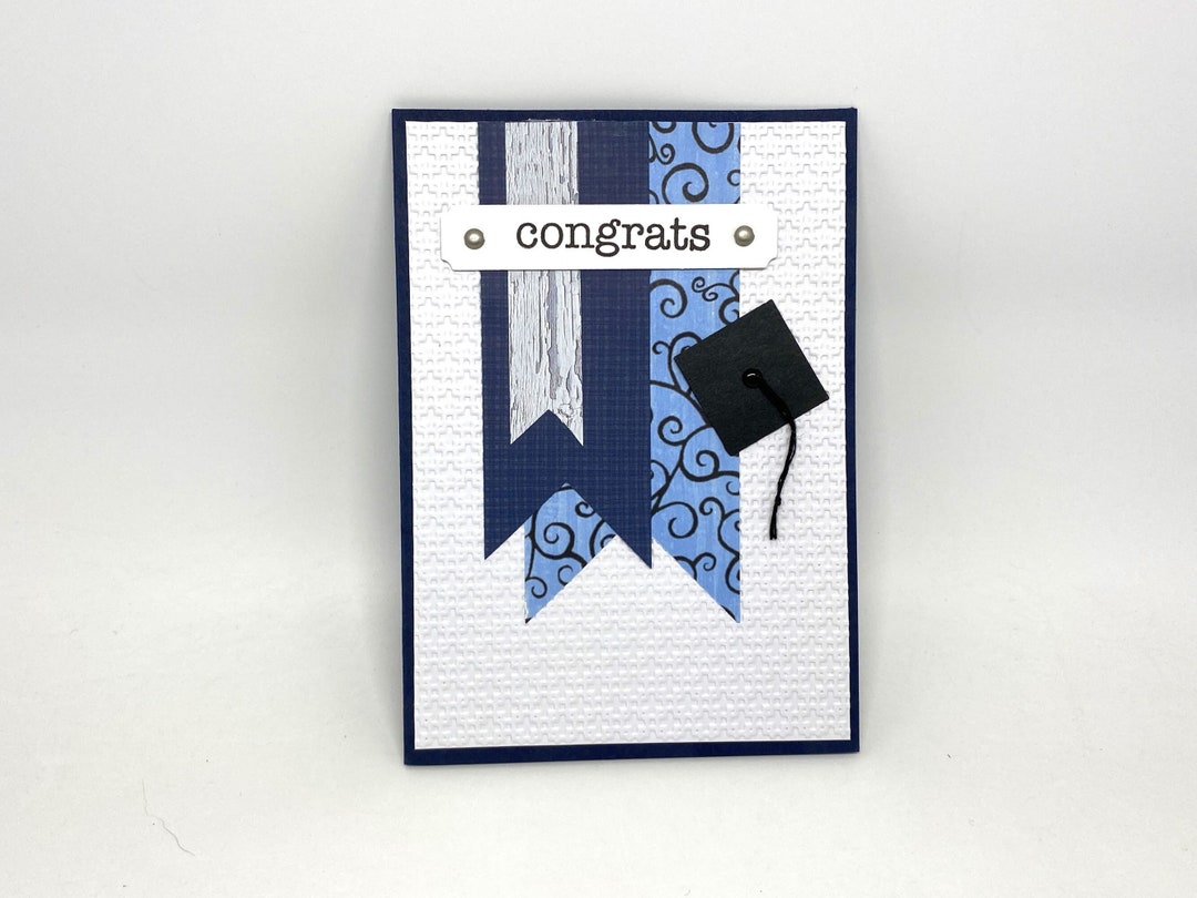 Congratulations Graduation Cap Banners Blue - Etsy