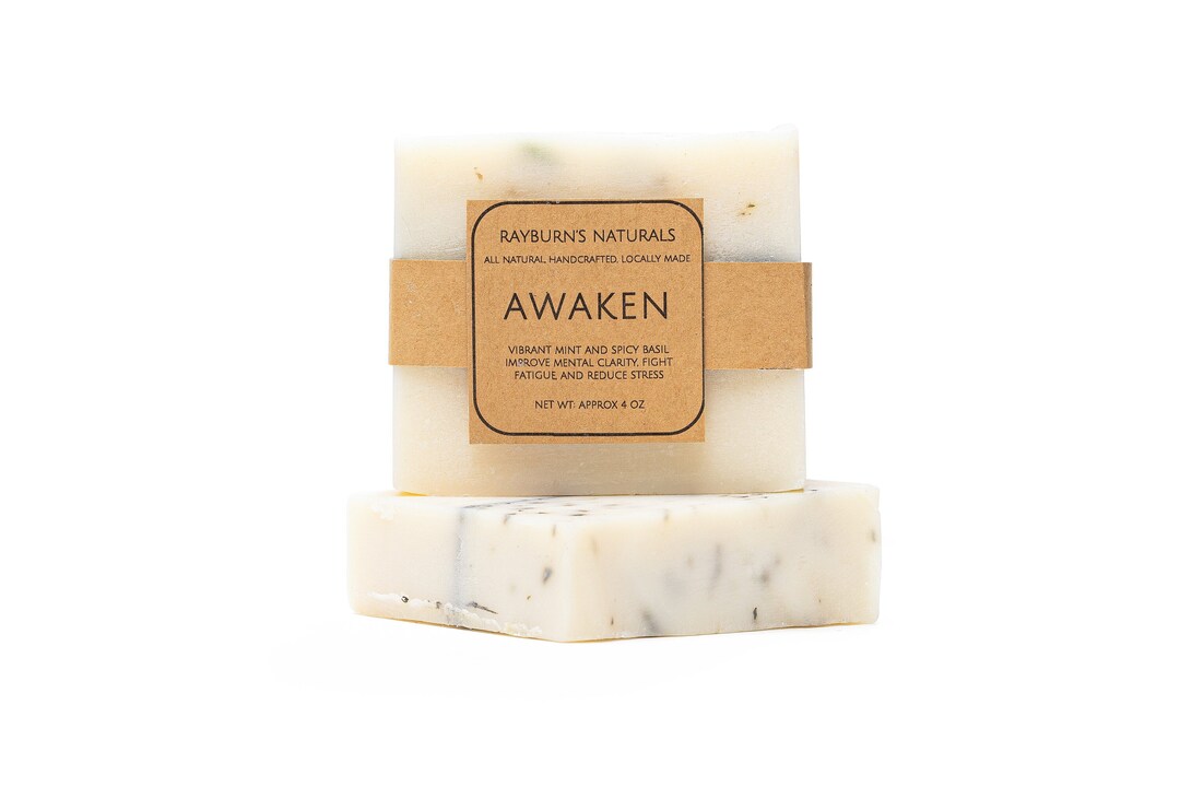Handmade Natural Soap Bar, Peppermint Basil Essential Oil Soap, Gift ...