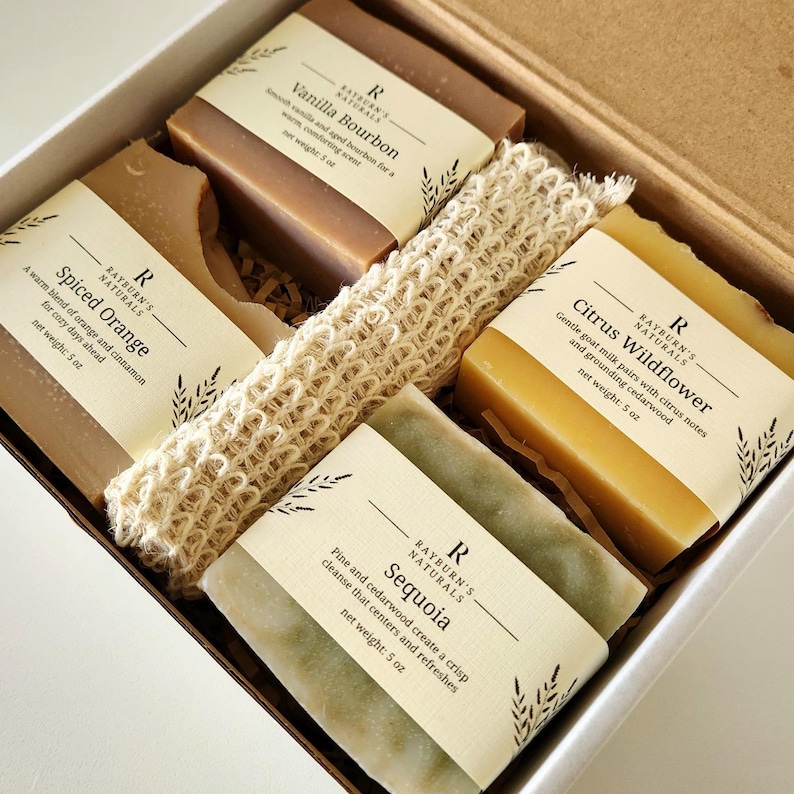 All-natural Soap Gift Box Spa Set: Handcrafted Organic Soaps & Sisal ...