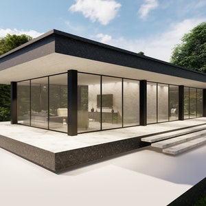 Minimalist Glass Tiny House Plan: 1 Bedroom Digital Download - Etsy