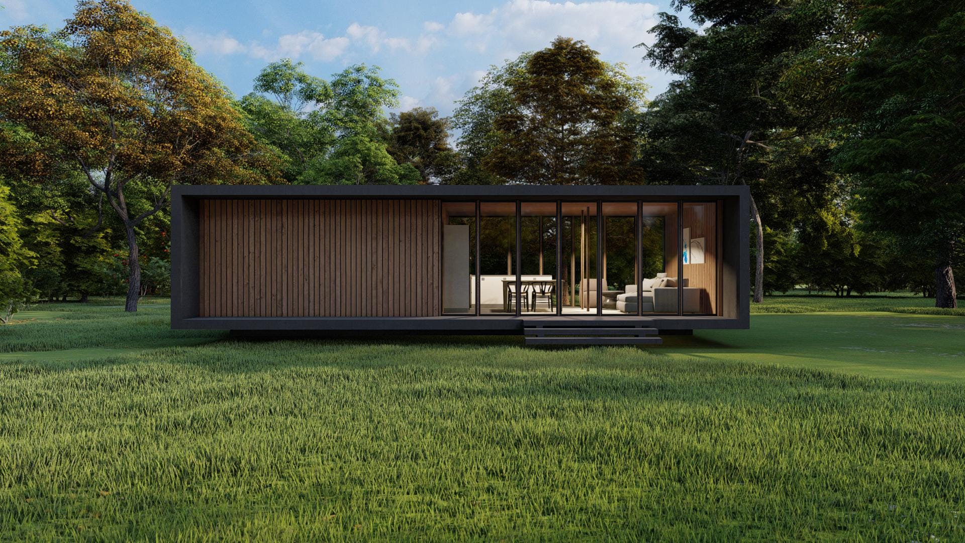 Modern 1-bedroom Tiny House Plan: Glass-front Design (PDF) - Etsy