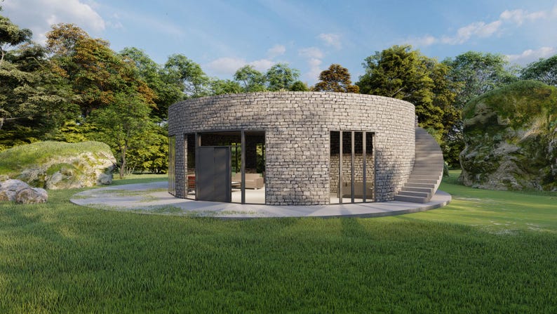 2 Bedroom Round House Plan: Modern Small Home Design (digital Files ...