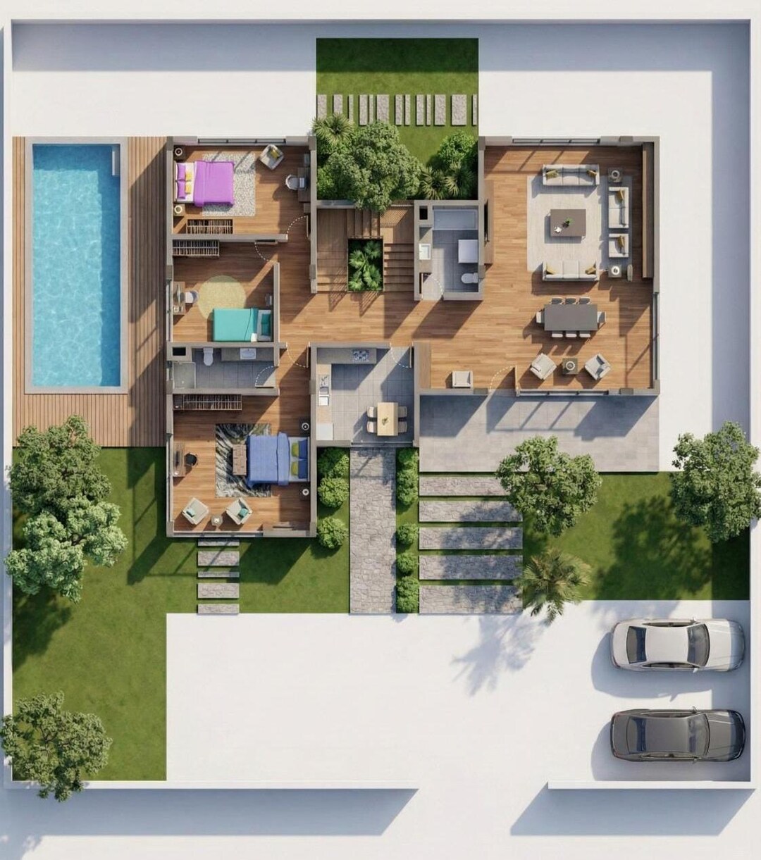 Modern 5-bedroom Villa House Plan: Concrete Duplex Home (digital Plan ...