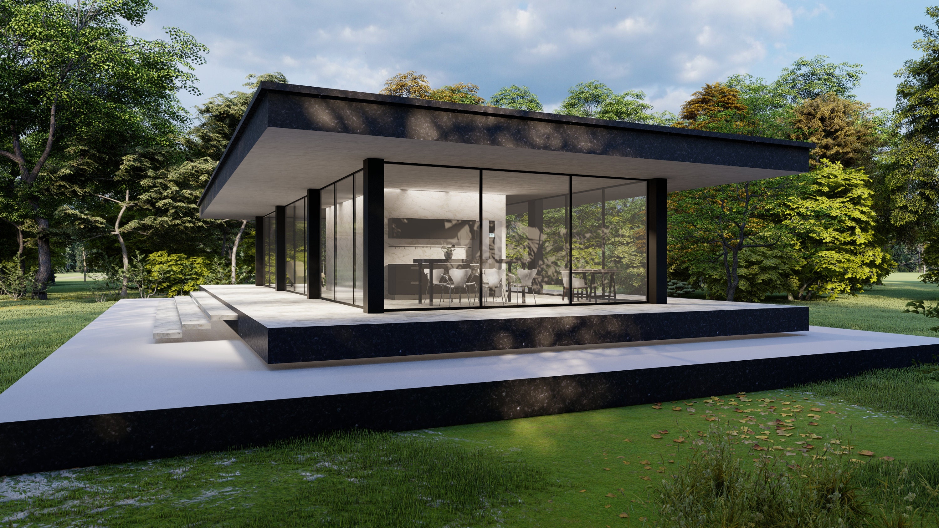 Airbnb, Tiny House, Digital House Plan, 1 Bedroom House, Minimal House, Small House, Glass House ...