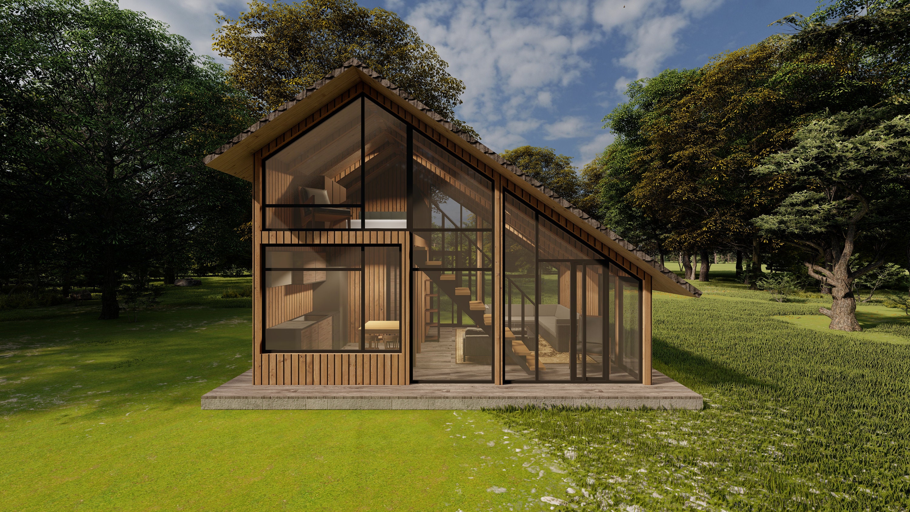 Modern Tiny House Plan: 1 Bedroom Wood Frame (digital) - Etsy