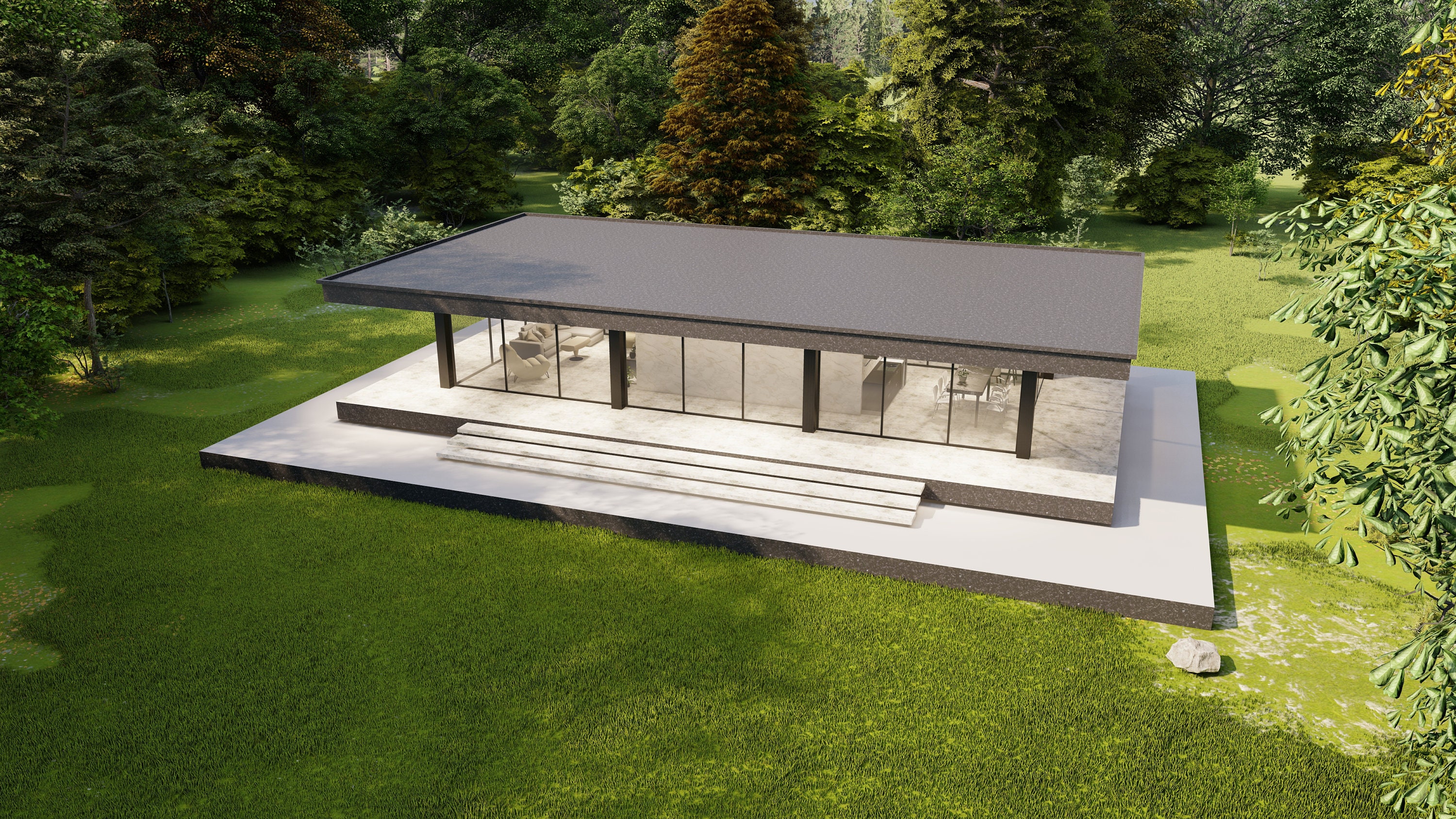 Airbnb, Tiny House, Digital House Plan, 1 Bedroom House, Minimal House, Small House, Glass House ...