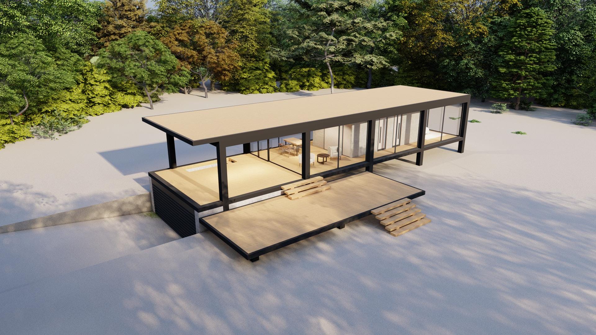 Modern Glass Tiny House Plan: 1 Bedroom (digital Files) - Etsy