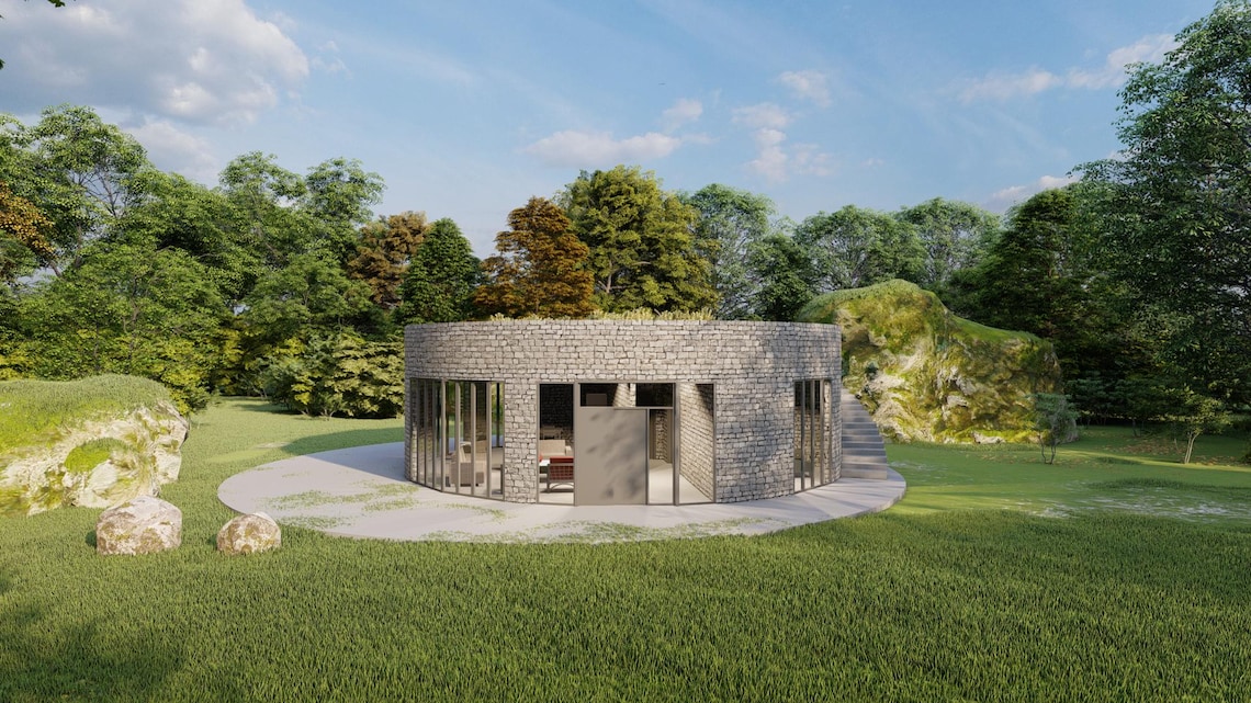 2 Bedroom Round House Plan: Modern Small Home Design (digital Files ...