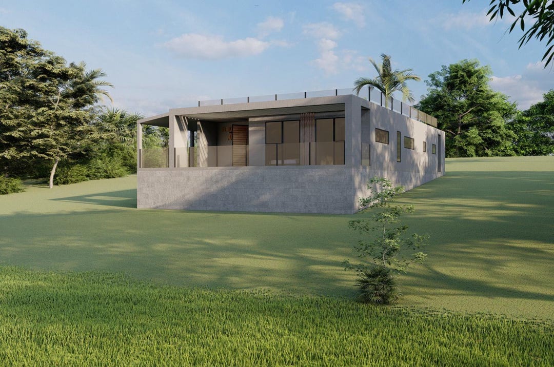 3 Bedroom Modern House Plan: 40x30 Ft, Sloping Terrain (digital Files ...
