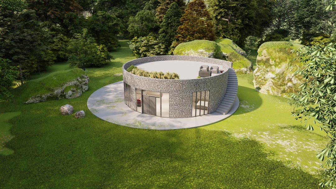 2 Bedroom Round House Plan: Modern Small Home Design (digital Files ...