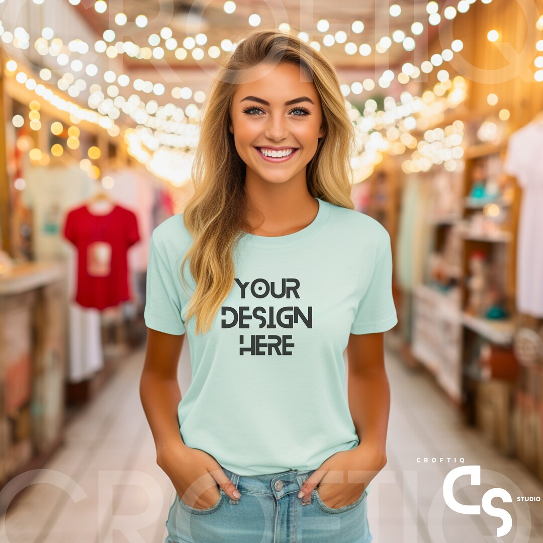 Mint Comfort Color C1717 Mockup Oversized Mint Outdoors Mockup Model ...