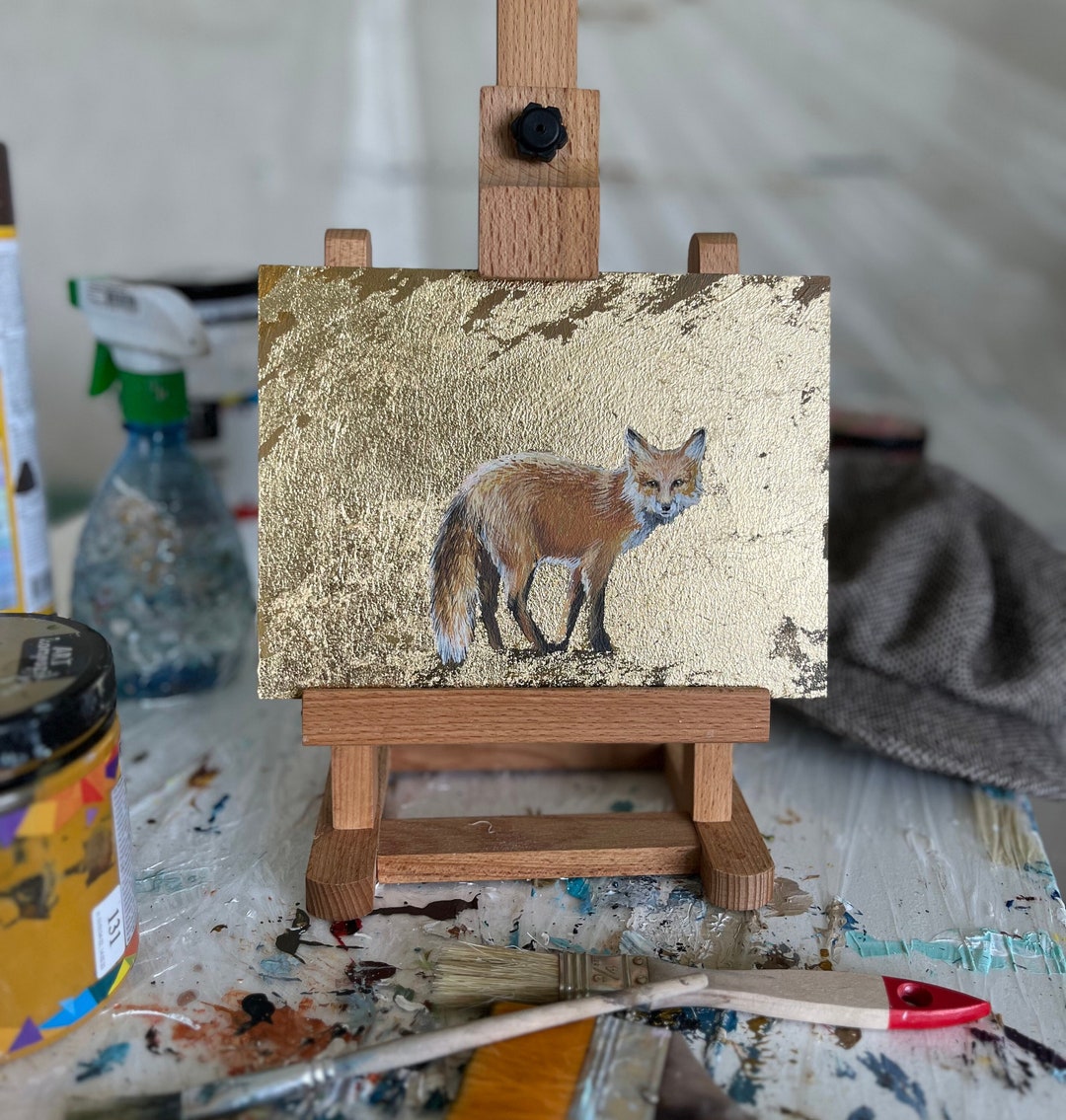 Original Custom Fox, Fox Painting Original, Unframed Art, Gold Painting ...