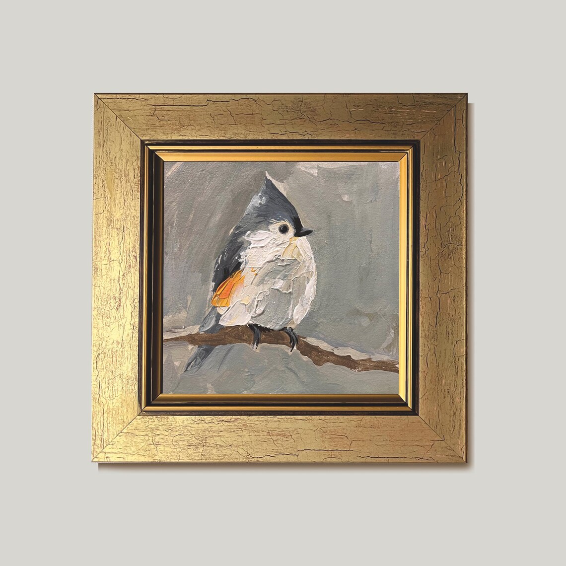 Original Custom Tufted Titmouse Bird, Framed Small Art, Painting ...