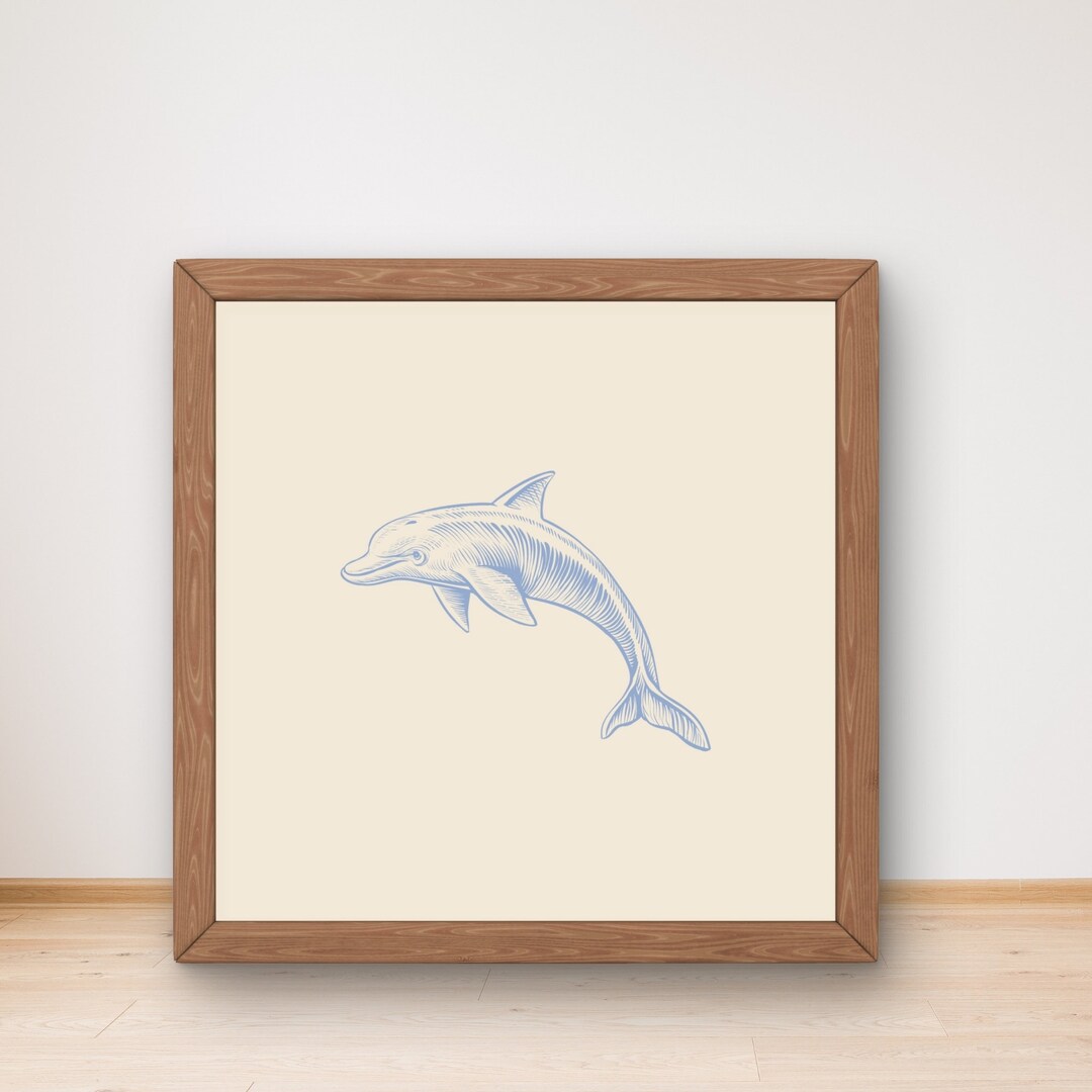 Dolphin Print | Digital Art | Printable Download | Beach Wall Art ...