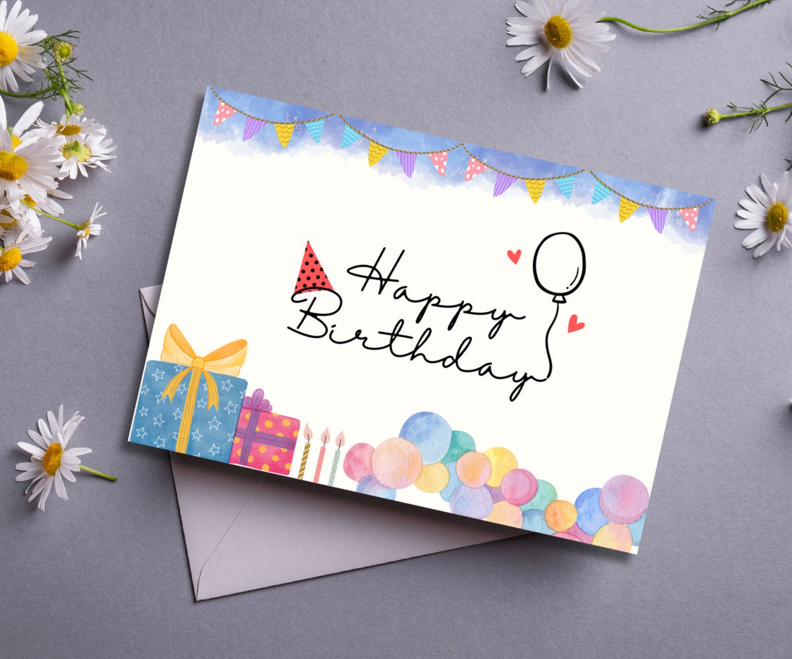 Happy Birthday Card, DIGITAL Download, Printable Birthday Card ...