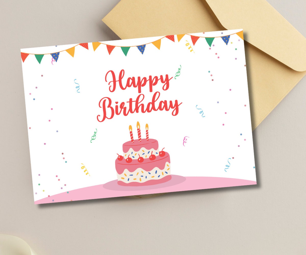 Happy Birthday Card, DIGITAL Download, Printable Birthday Card ...