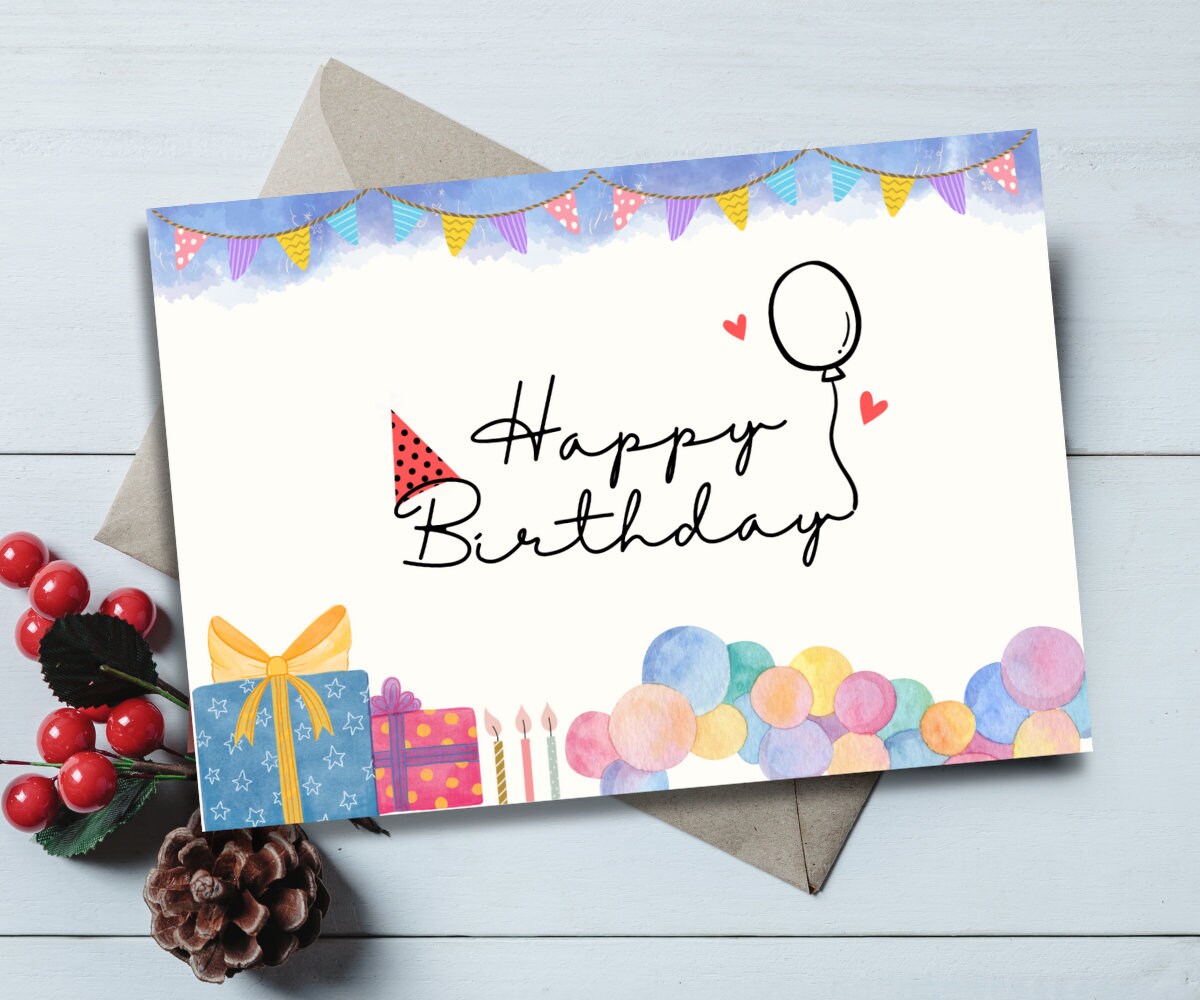Happy Birthday Card, DIGITAL Download, Printable Birthday Card ...