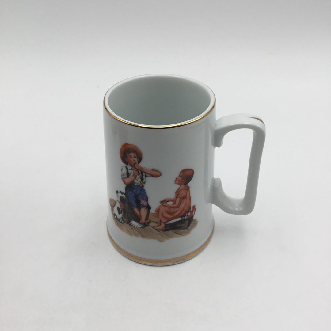 Vintage Ceramic Music Master Mug With Boy & Dog Illustration Gold Trim ...