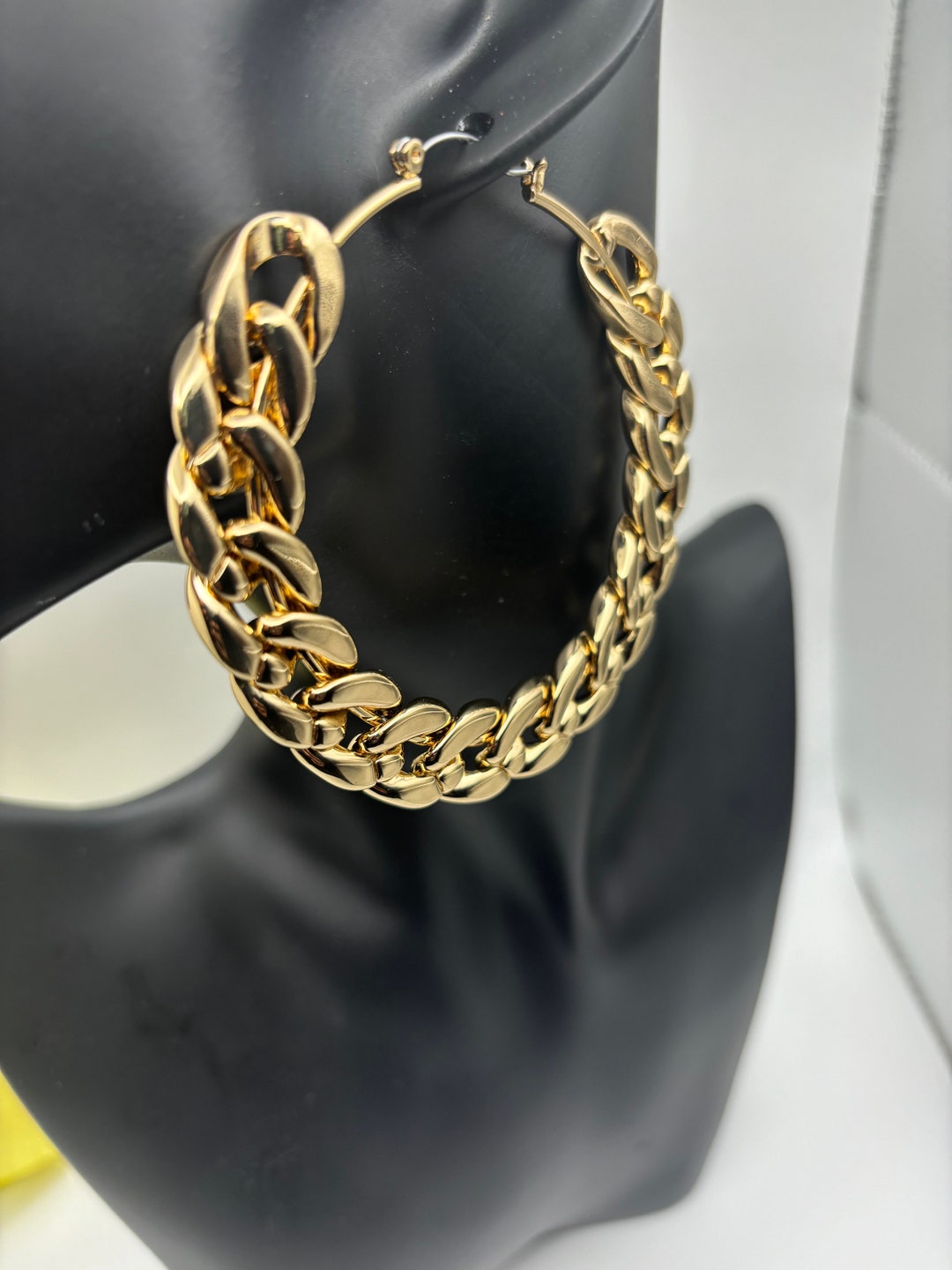 Chain Hoop Earrings Gold - Etsy