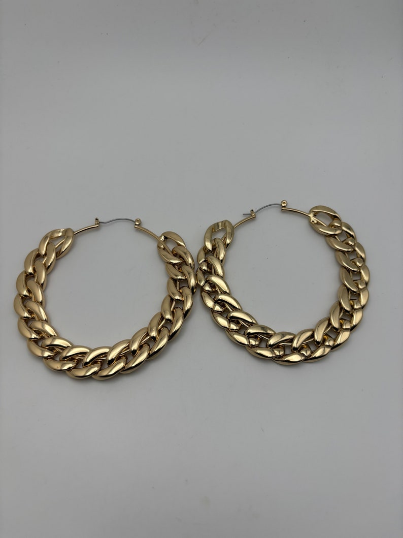 Chain Hoop Earrings Gold - Etsy