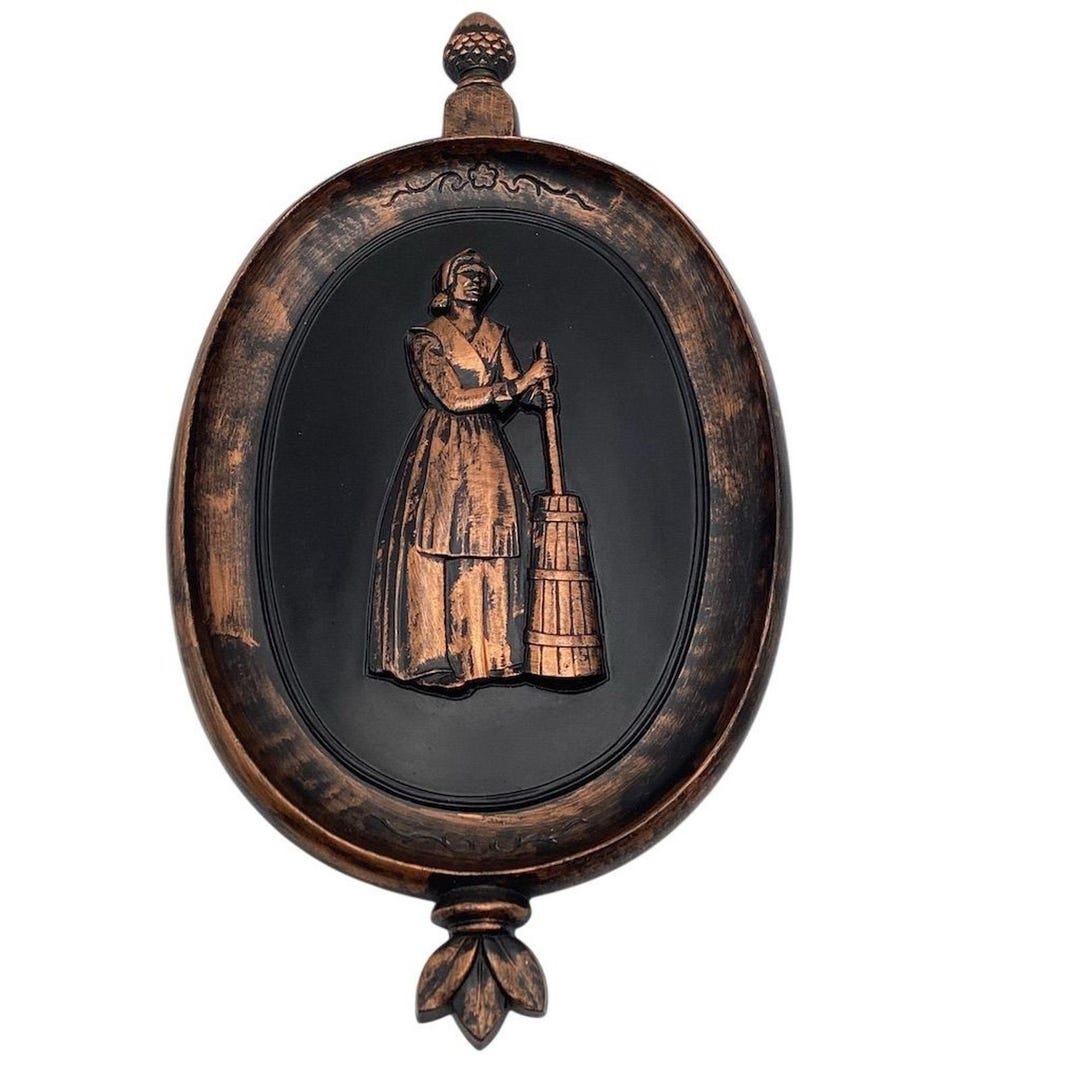Vintage Syroco Colonial Pilgrim Woman Wall Plaque 1970s Americana Decor ...
