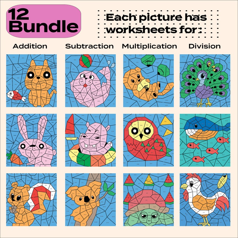 Addition - Subtraction - Multiplication - Division - Coloring Pages ...