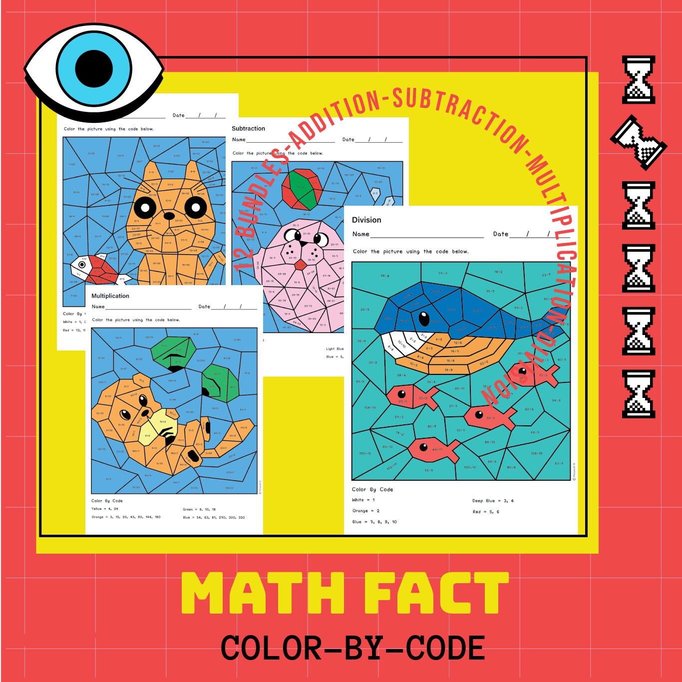 Addition Subtraction Multiplication Division Coloring Pages Bundle ...