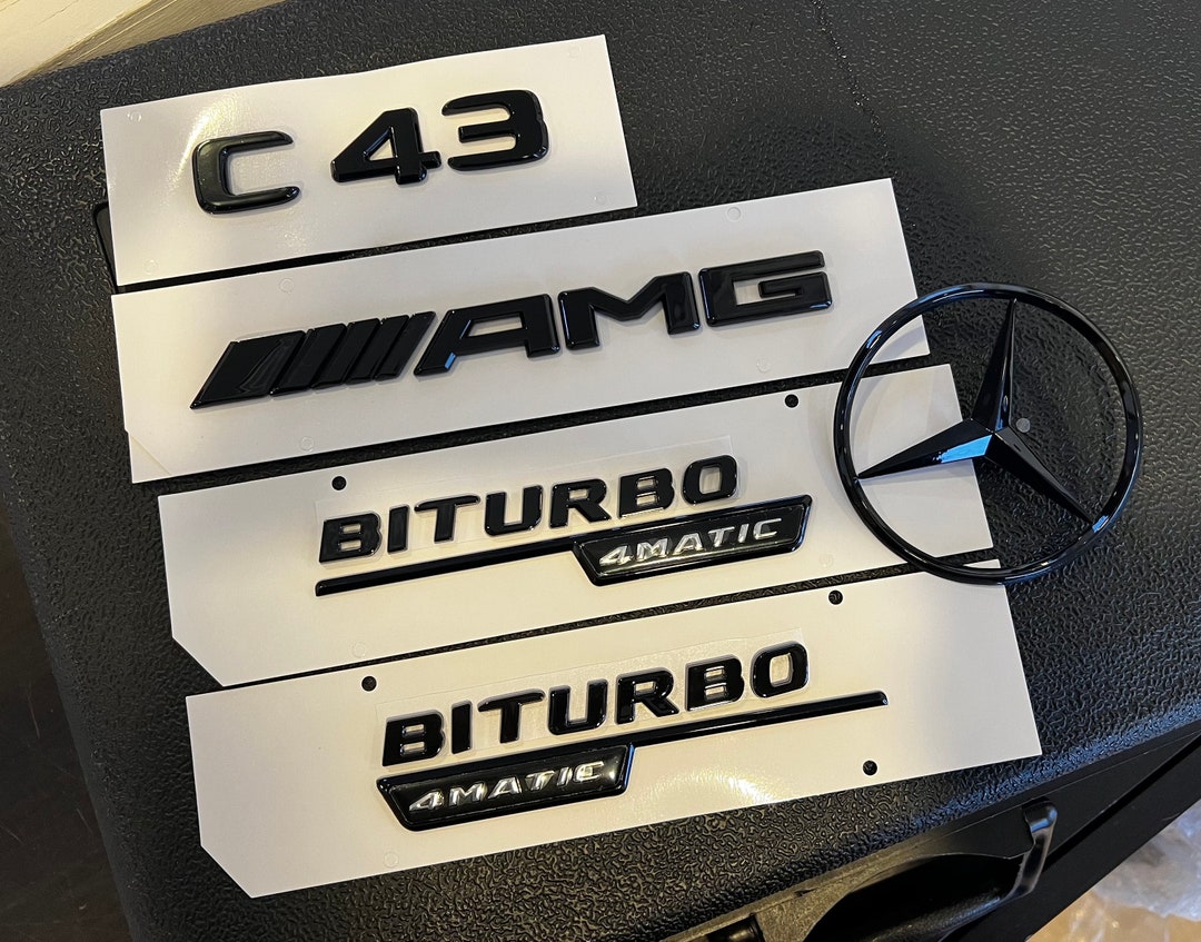 Mercedes C63s AMG Black Badge Star Emblem Gloss Black Full Set OEM W205 ...