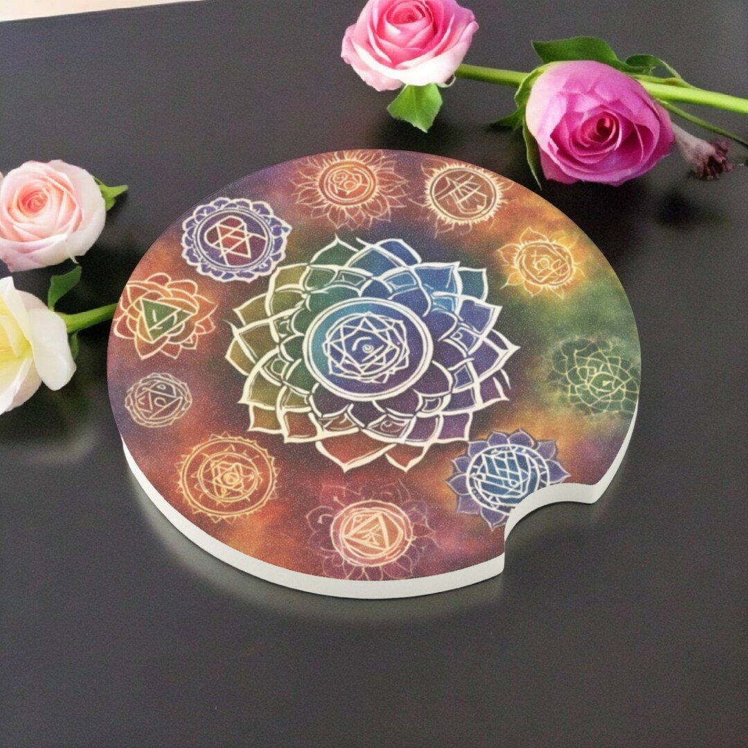 Chakra Car Coaster | Mandala Cup Holder | Spiritual Car Decor | Yoga ...