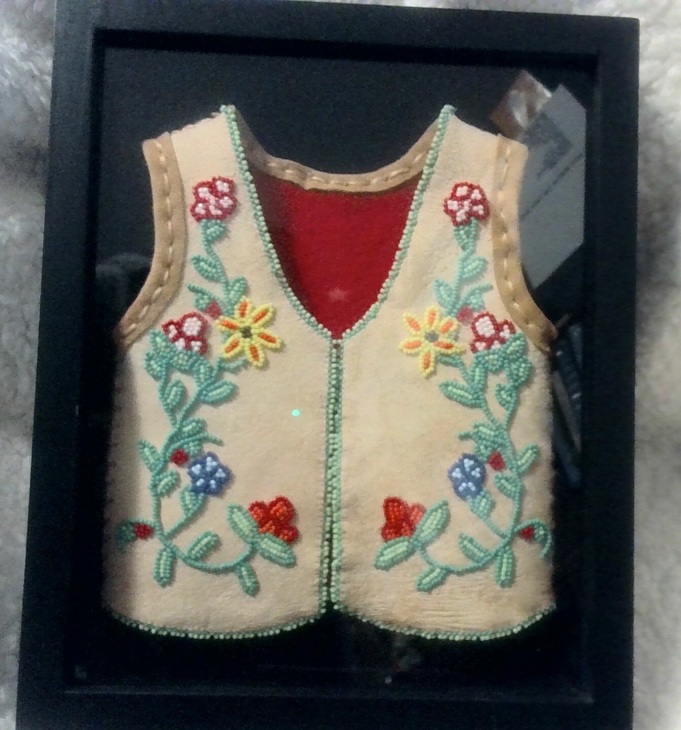 Native American Shadow Box Vest, Chippewa Floral Design Beadwork on ...