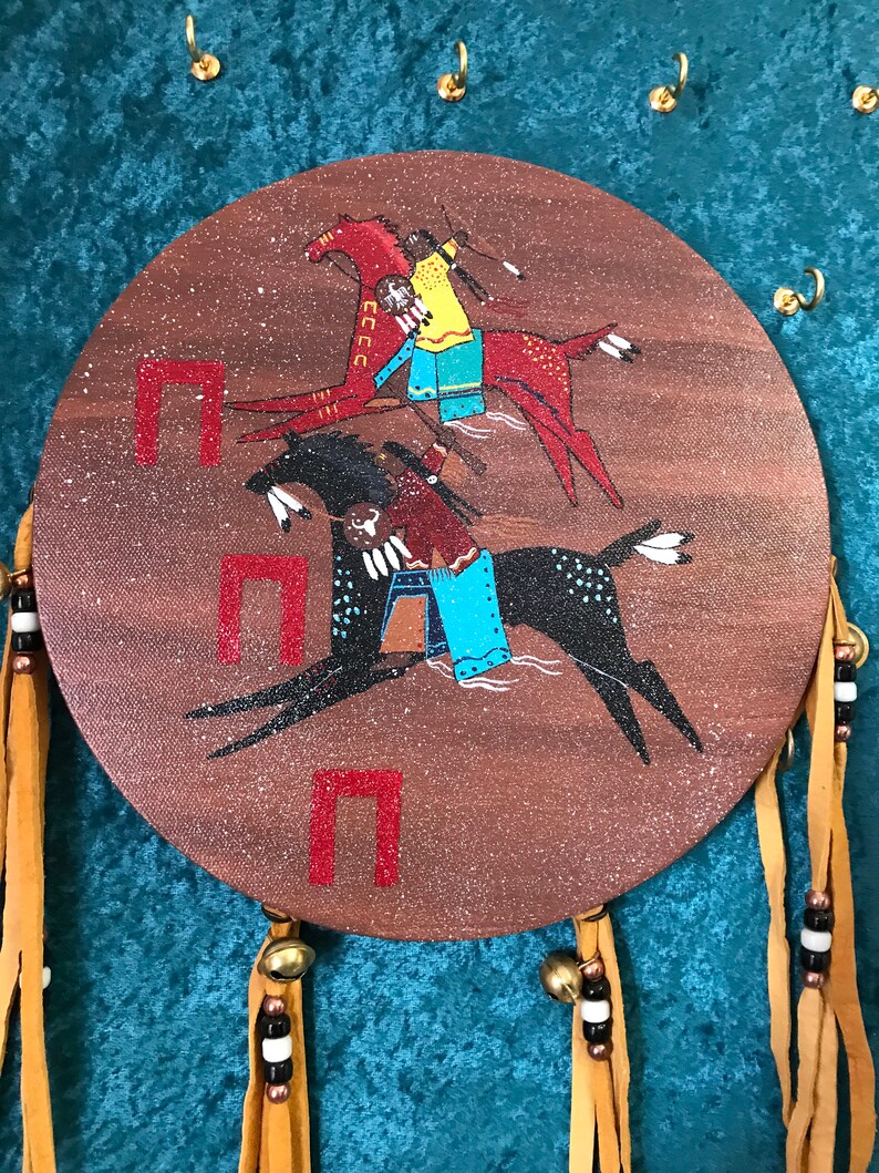 Native American Art Acrylic Painting Canvas Horse Sheild Wall Art - Etsy